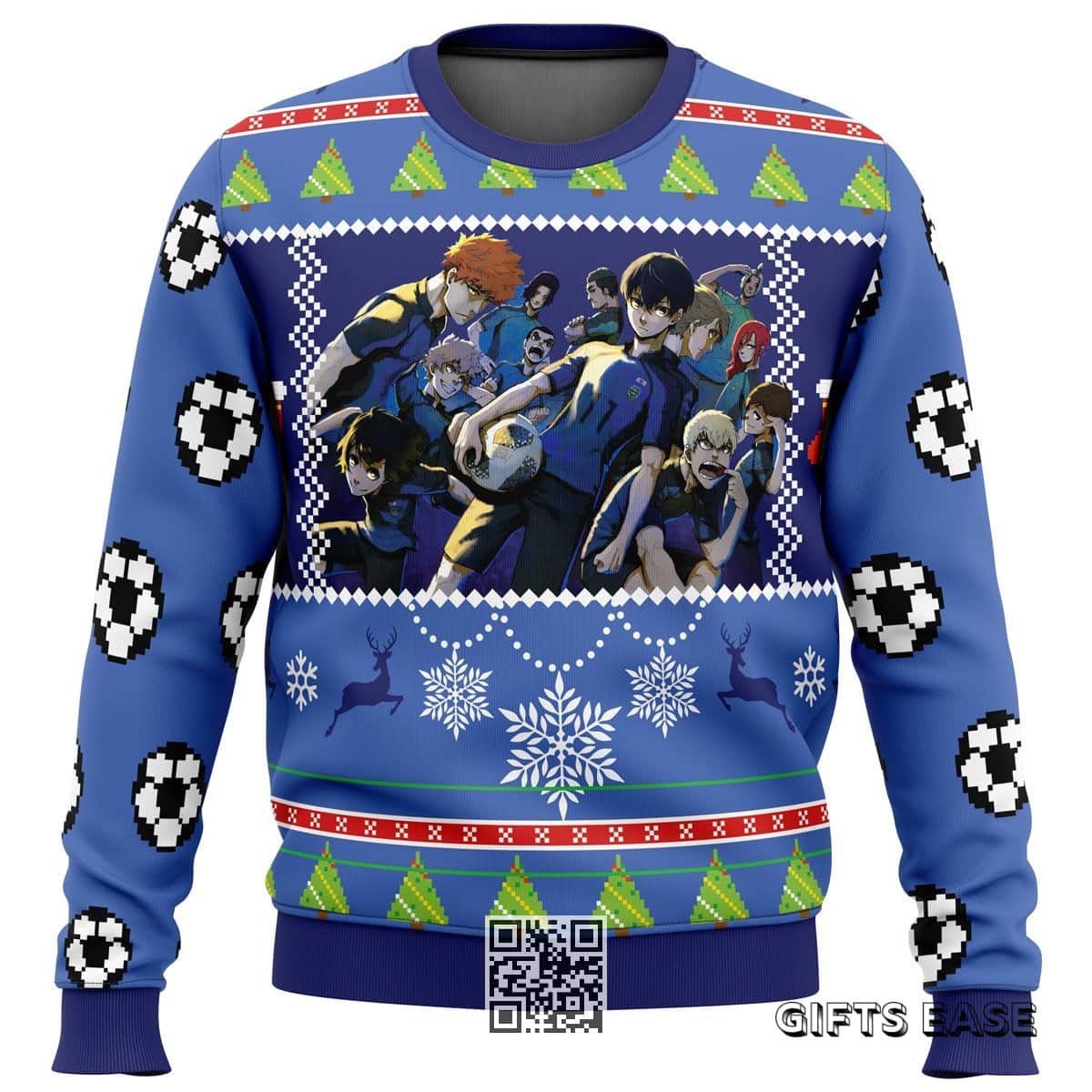 Blue Lock Ugly Christmas Sweater Characters - GiftsEase