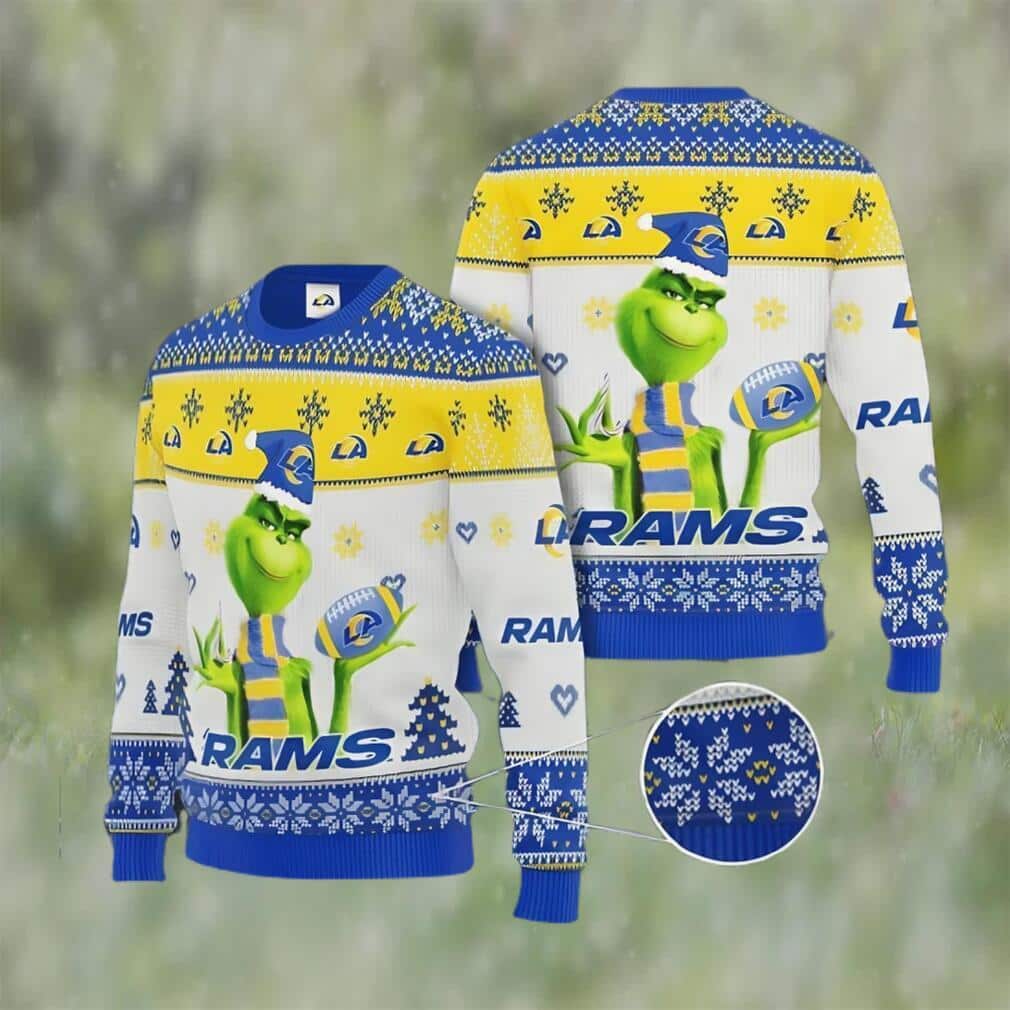 Funny Grinch NFL Los Angeles Rams Ugly Christmas Sweater - GiftsEase